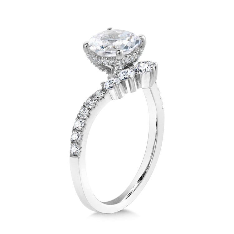 Chevron-Shaped Hidden Halo Diamond Engagement Ring - R2276AD W-SR